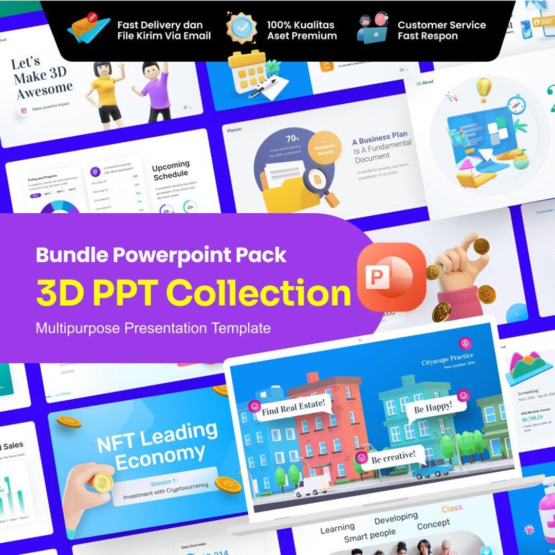 3D Premium Powerpoint Template Pack Fully Animated - Etsy