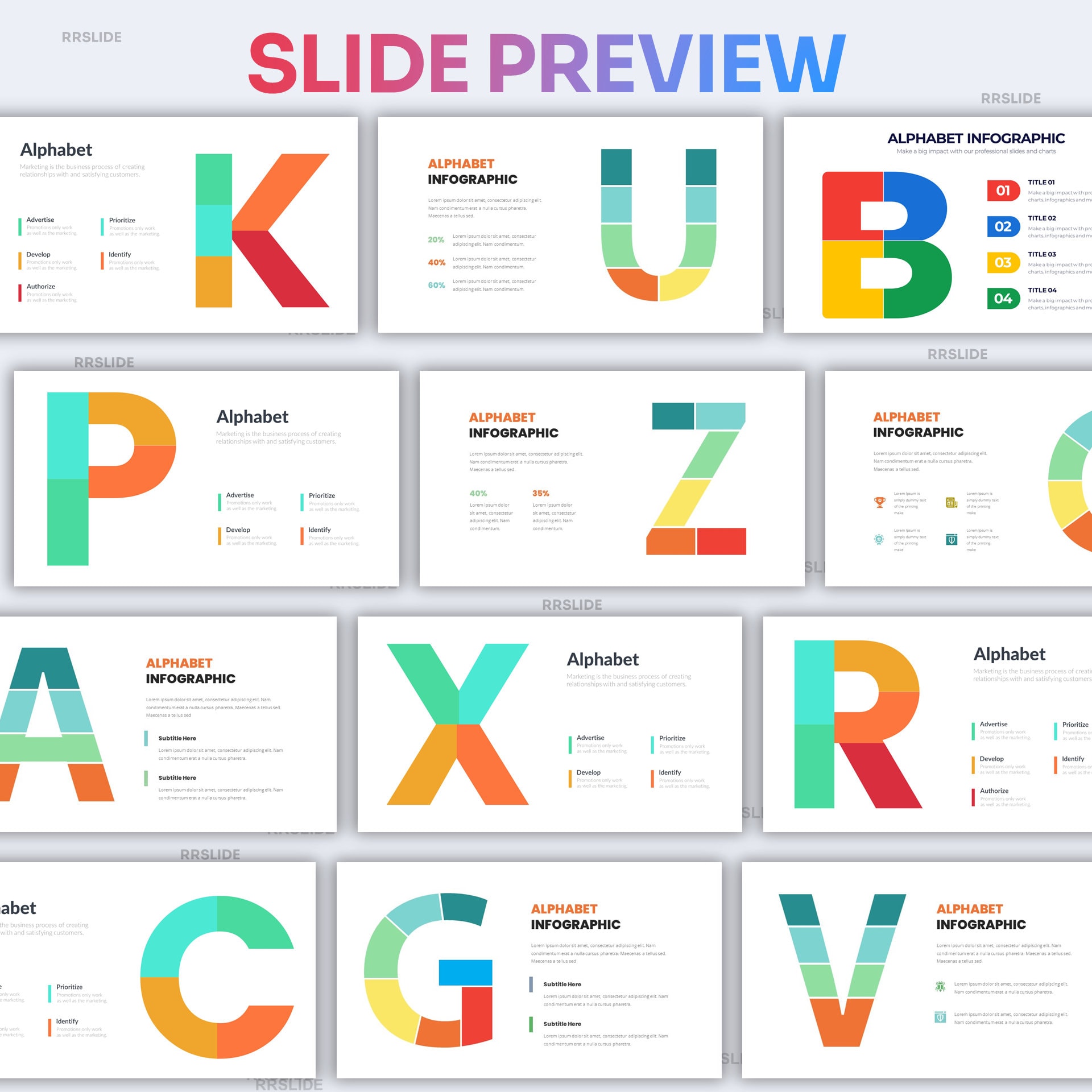Alphabet Infographic Powerpoint Template | Best Powerpoint Template, Easy to Edit, Professional ...