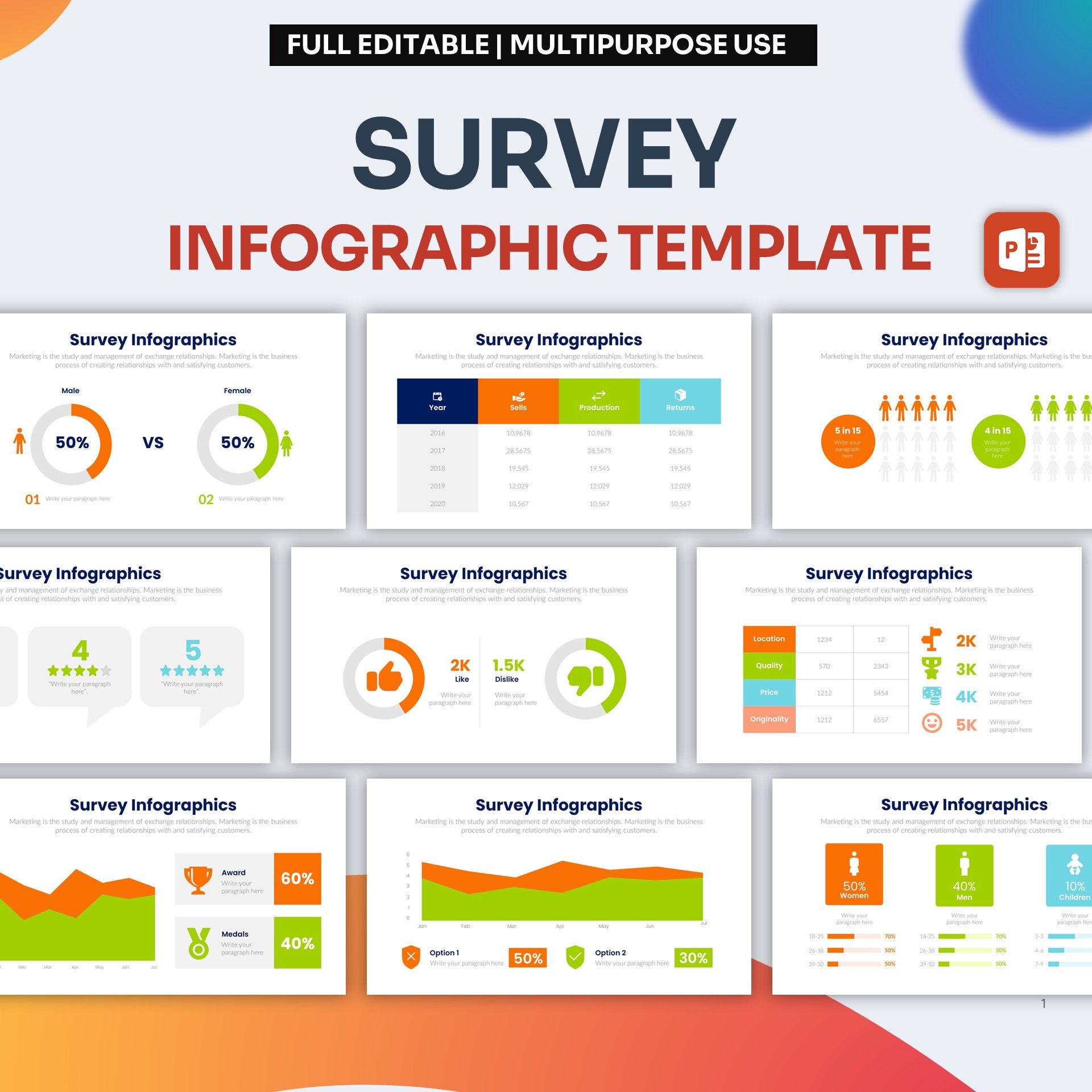 Survey Infographic Powerpoint Template | Best Powerpoint Template, Easy ...