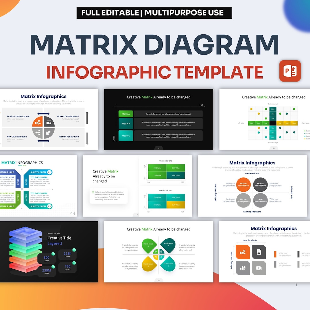 Business Matrix Diagram Infographic Powerpoint Template | Best ...