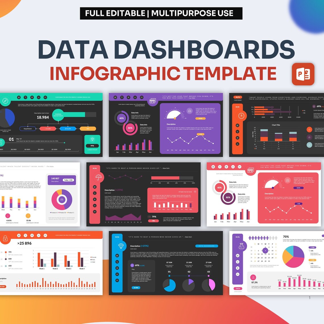 Data Dashboards Infographic Powerpoint Template | Best Powerpoint ...