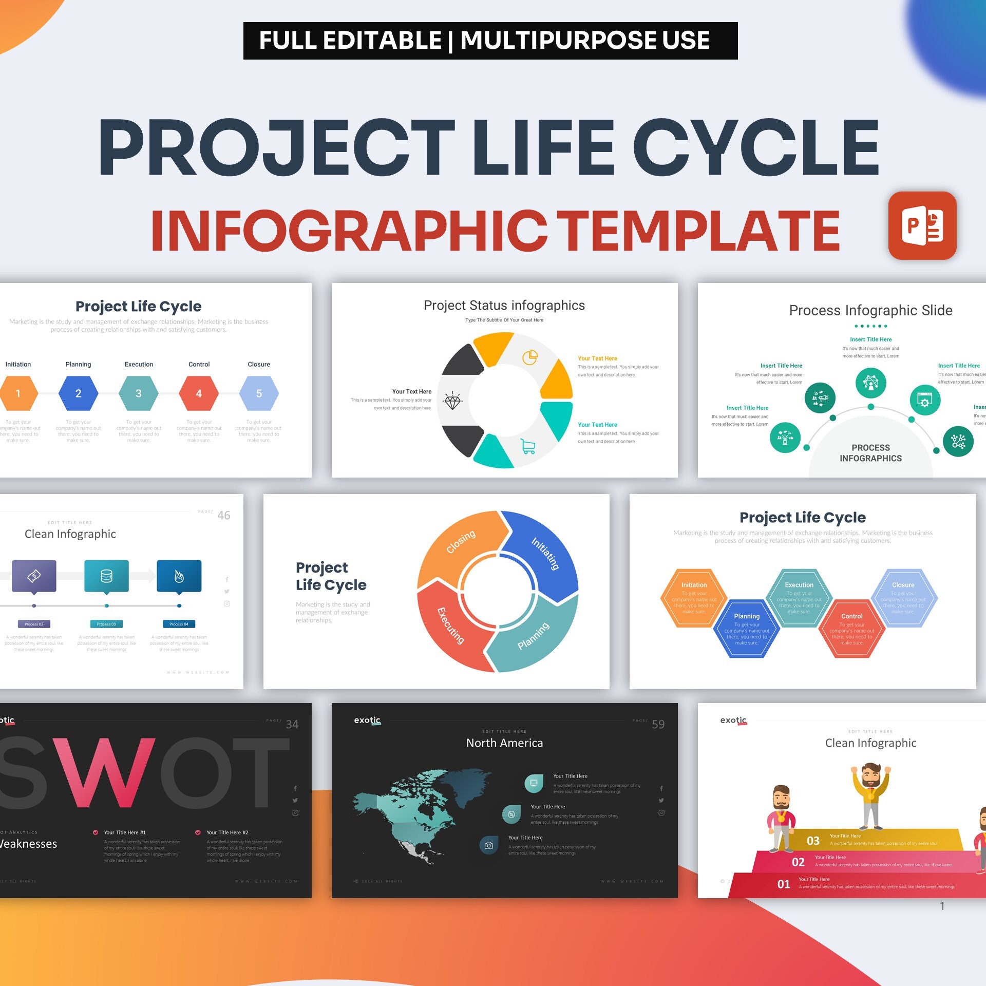 Project Life Cycle Infographic Powerpoint Template | Best Powerpoint ...