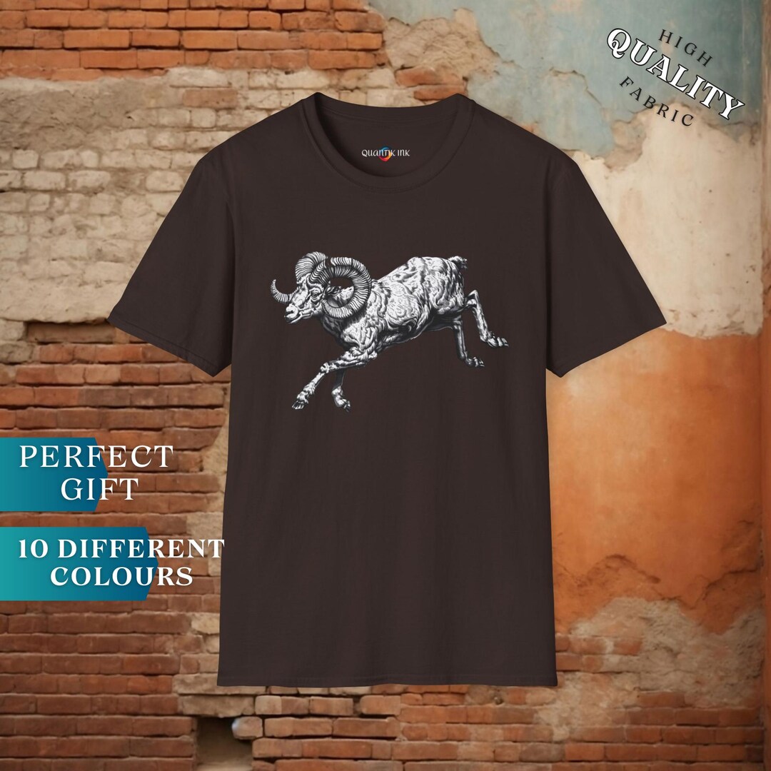 Ram Print T-shirt, Detailed Art Design, Unique Gift, High Quality ...