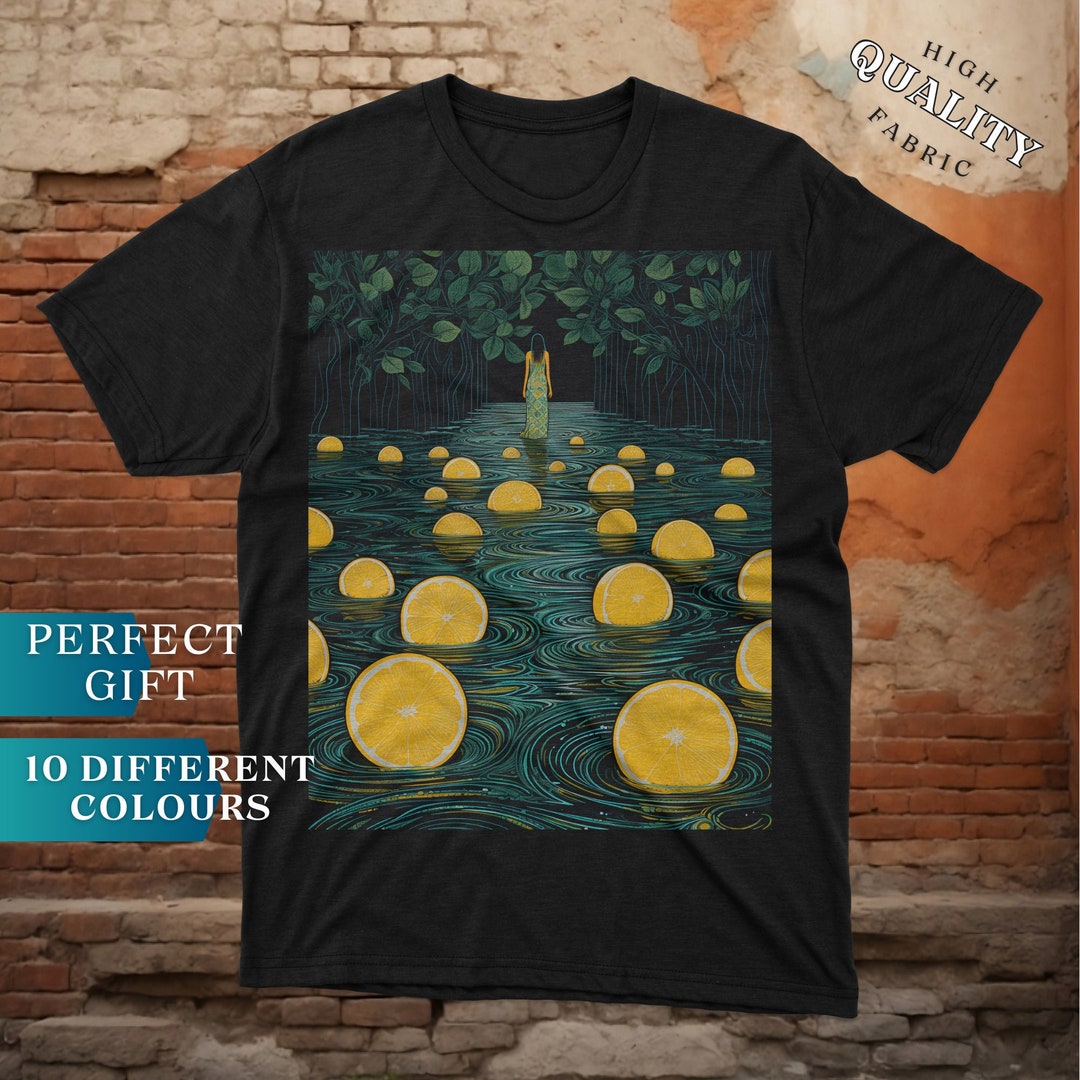 Artistic Lemons Design T-shirt - Classic Fit Crew Neck - Quirky Lemon ...