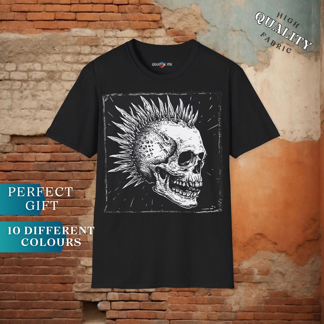 Punk Rock Mohawk Skull T-shirt, Original T-shirt, Alternative Style - Etsy