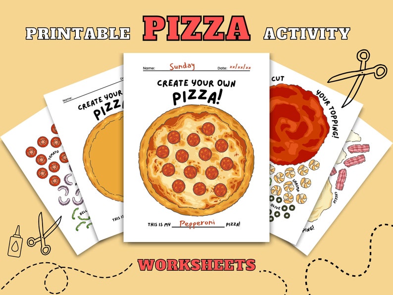 Pizza Printable Pizza Activity Sheets Build A Pizza Craft Kits for Kids ...
