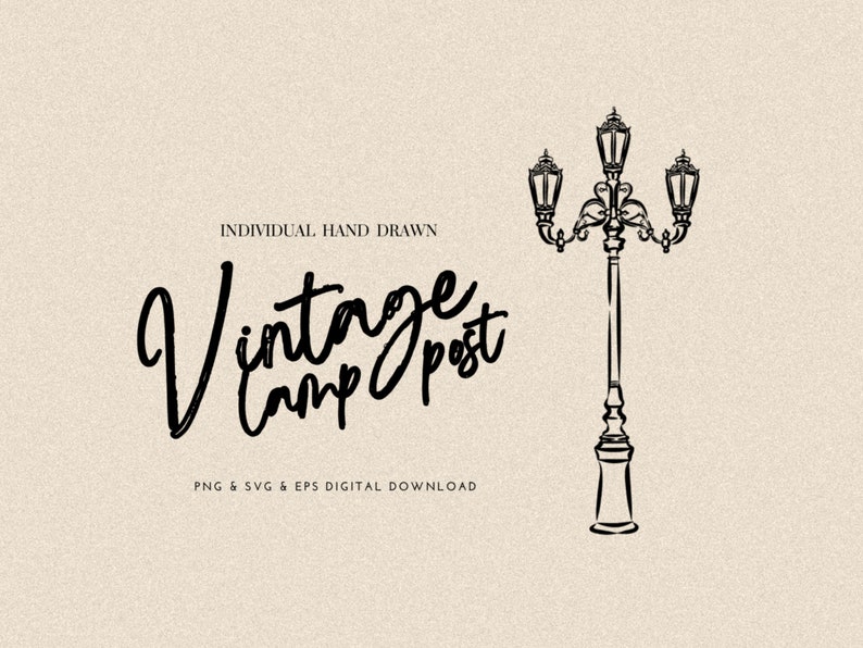 Vintage Lamp Post Vector Clipart, Lamp Svg, Lamp Silhouette, Vintage ...