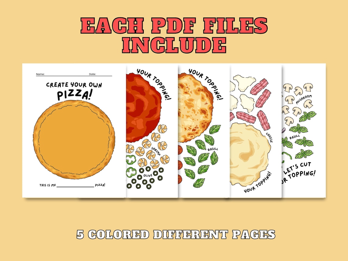 Pizza Printable Pizza Activity Sheets Build A Pizza Craft Kits for Kids ...