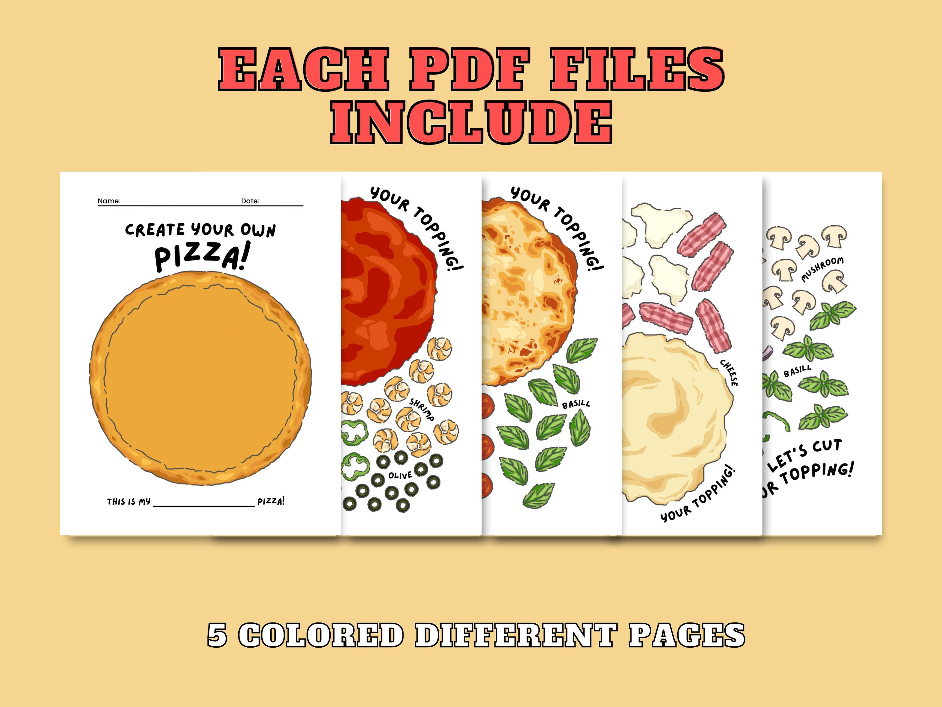 Pizza Printable Pizza Activity Sheets Build A Pizza Craft Kits for Kids ...