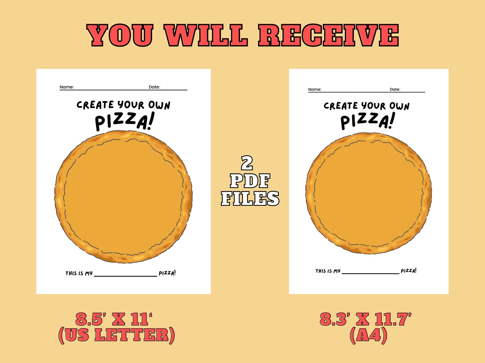 Pizza Printable Pizza Activity Sheets Build A Pizza Craft Kits for Kids ...