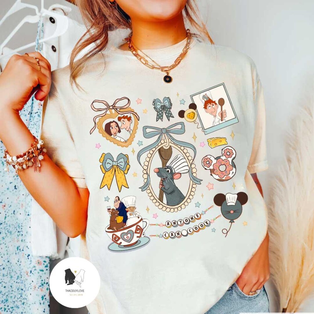 Retro Coquette Bow Little Chef Remy T-shirt, Anyone Can Cook Shirt ...