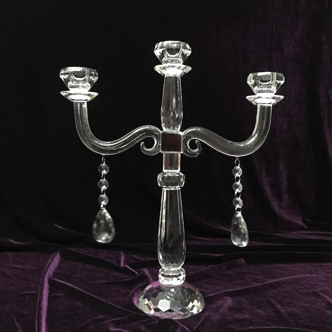 Crystal Clear Three-arm Crystal Candelabra / Elegant Drop Prism ...