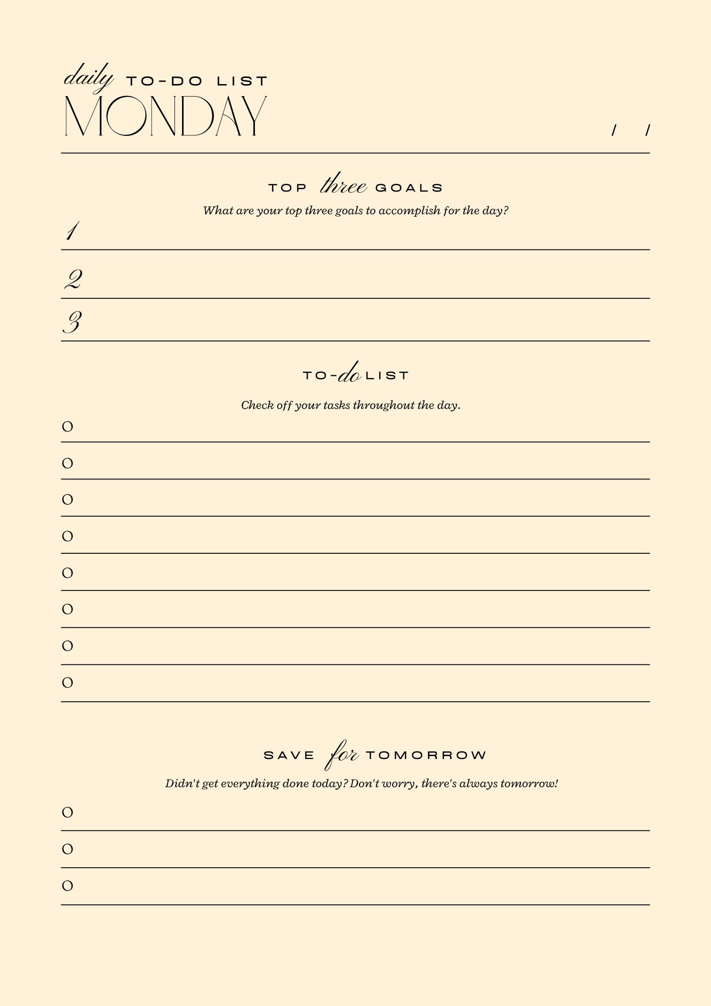 Daily to Do List Printable, Daily Goal Planner, Daily Planner Inserts ...