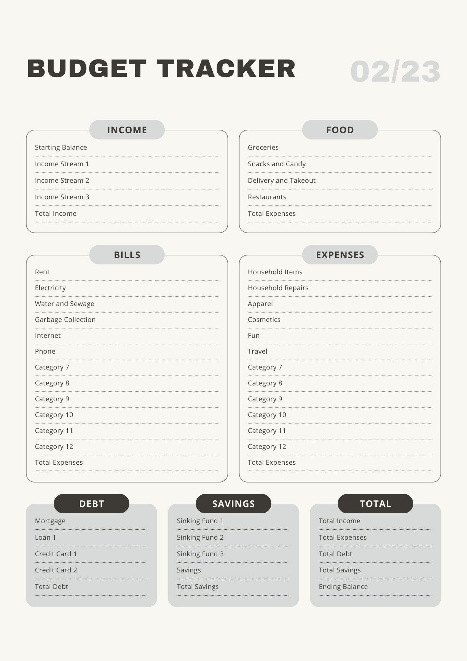 Printable Budget Tracker, Downloadable Finance Tracker, Budget Planner ...
