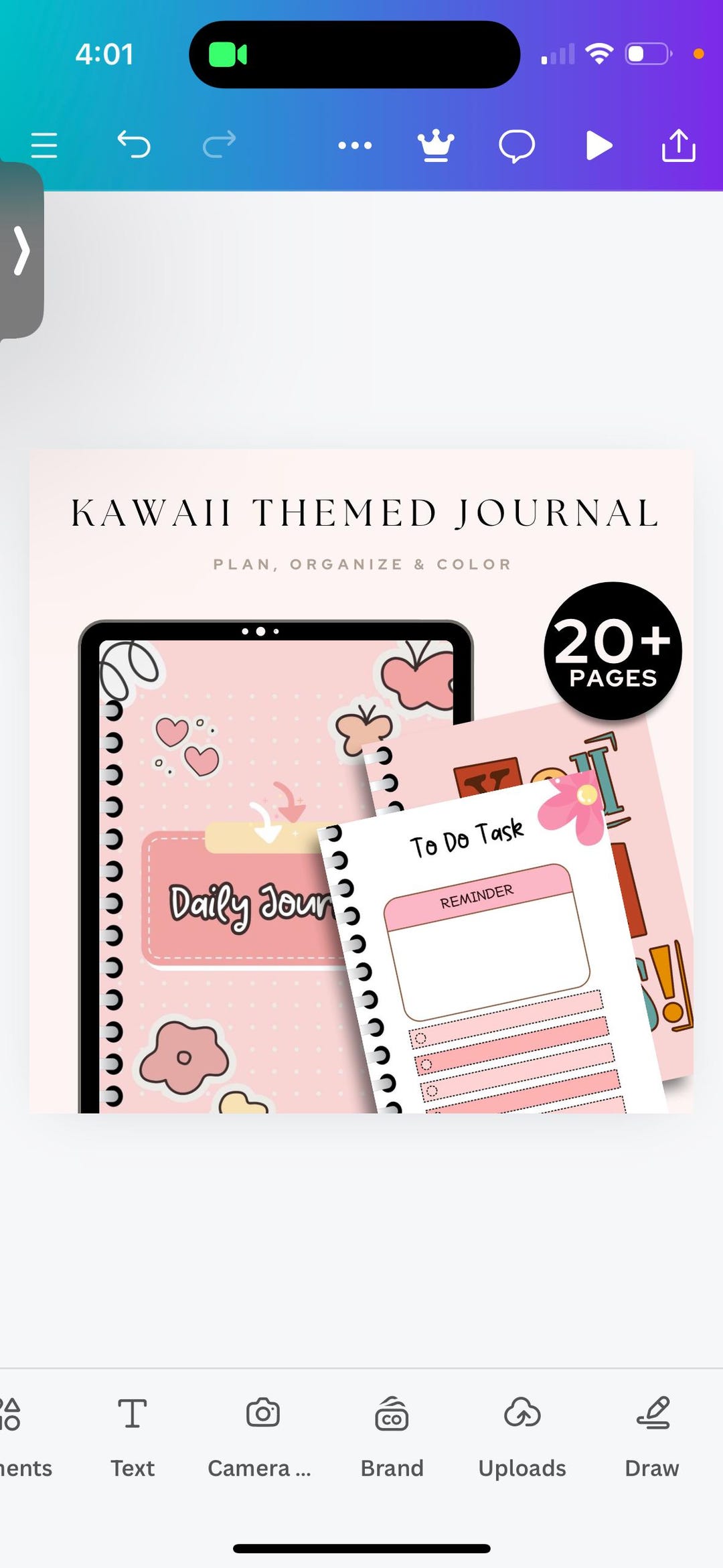 Cute Kawaii Themed Journal: 33 Pages of Adorable Planning, Journaling ...