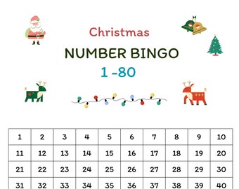 50 Cute 1-70 Christmas Bingo Cards, Printable PDF Download, Christmas ...