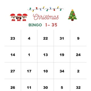 50 Cute 1-35 Christmas Bingo Cards Printable PDF Download - Etsy