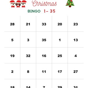 50 Cute 1-35 Christmas Bingo Cards Printable PDF Download - Etsy