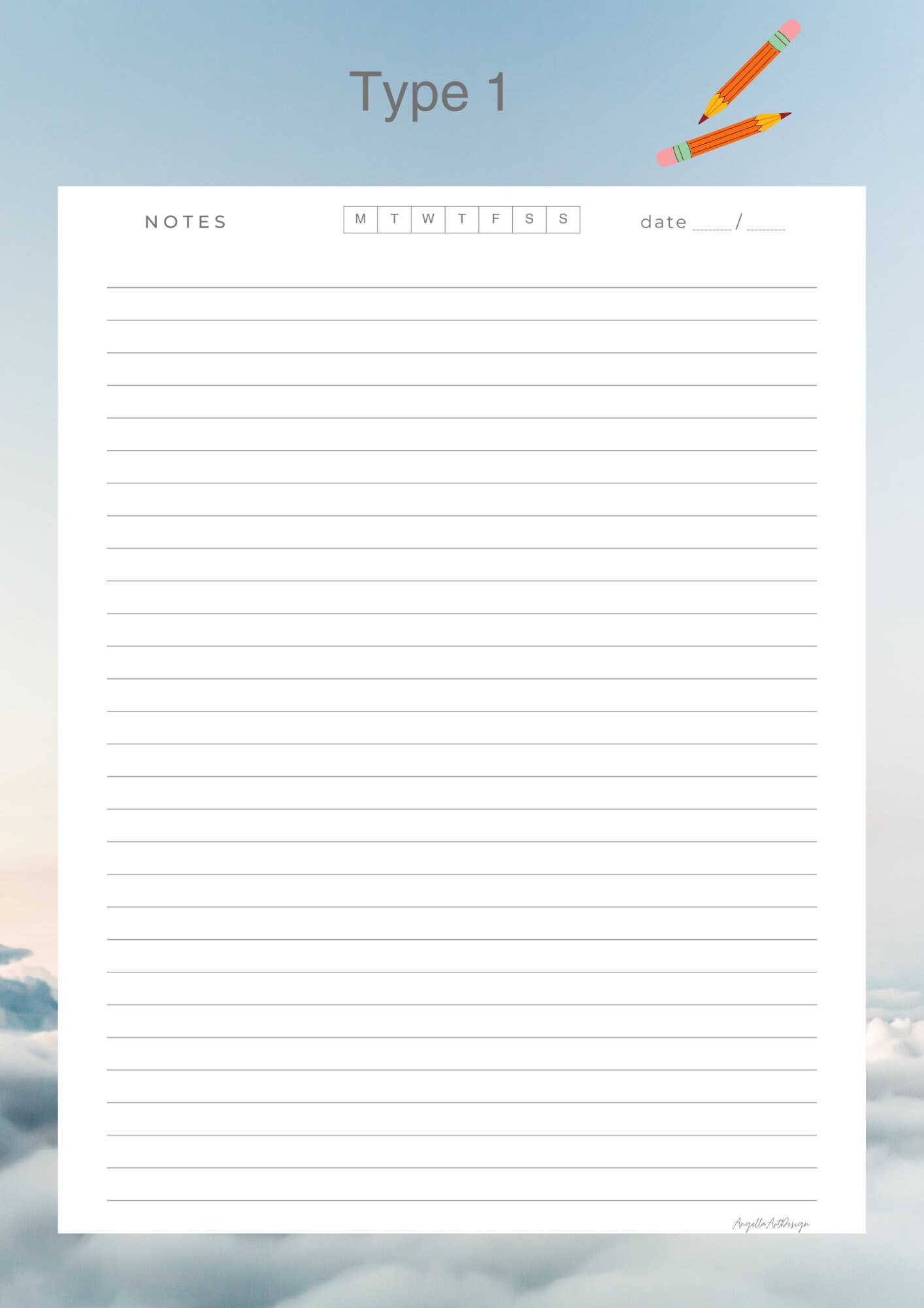 Notes Page Printable, Minimal Lined Notes Template, Goodnotes Template ...