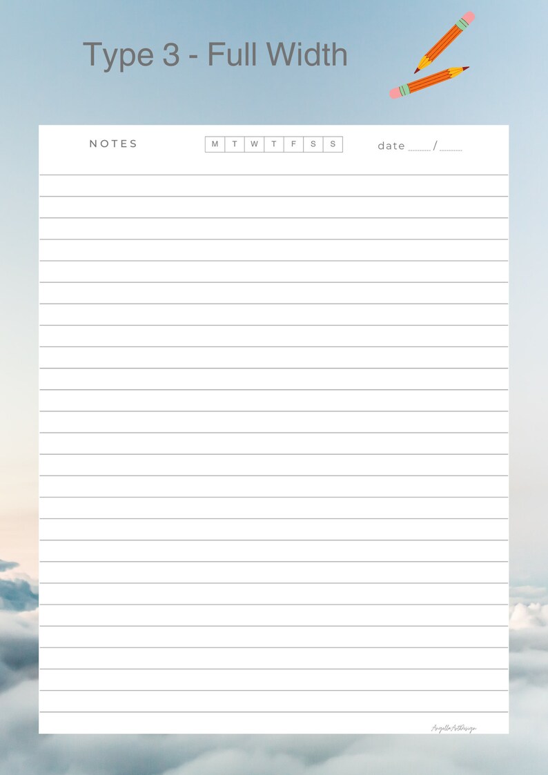 Notes Page Printable, Minimal Lined Notes Template, Goodnotes Template ...