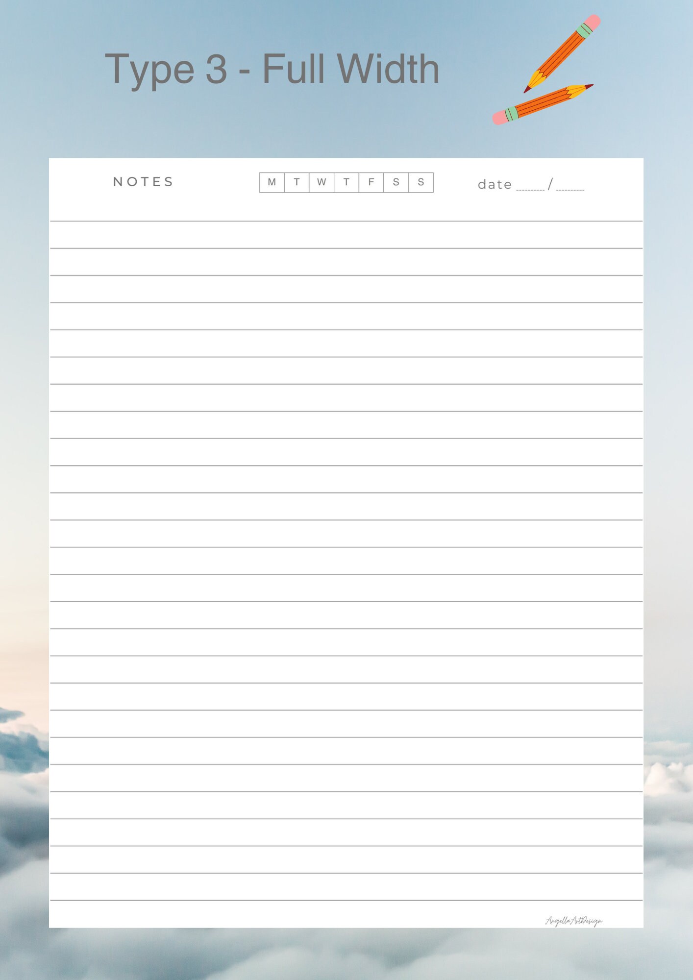 Notes Page Printable, Minimal Lined Notes Template, Goodnotes Template ...