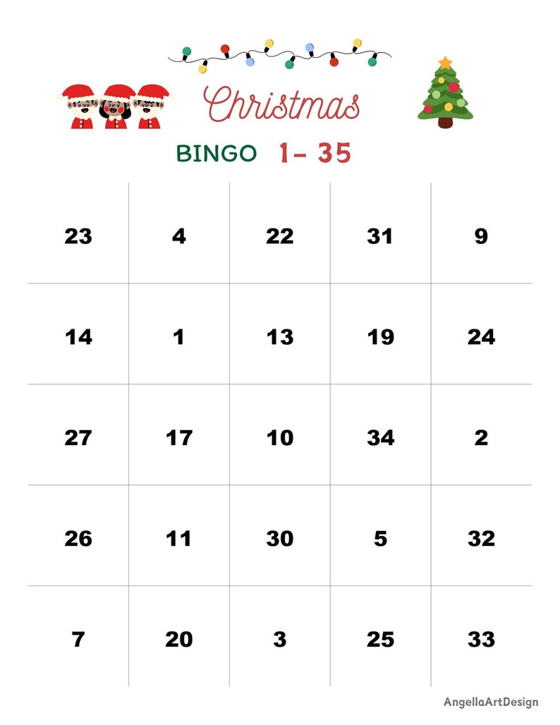 50 Cute 1-35 Christmas Bingo Cards Printable PDF Download - Etsy