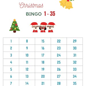 50 Cute 1-35 Christmas Bingo Cards Printable PDF Download - Etsy