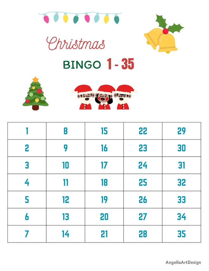 50 Cute 1-35 Christmas Bingo Cards Printable PDF Download - Etsy