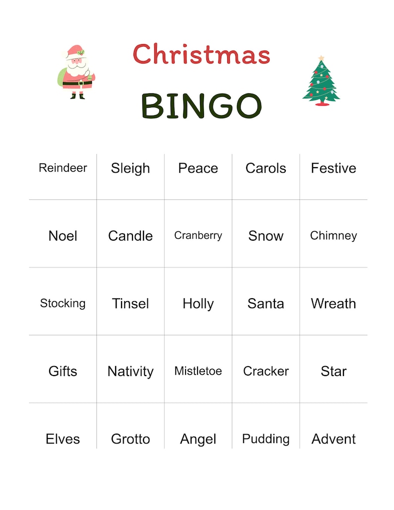 50 Cute Christmas Bingo Cards, Printable PDF Download, Christmas Game ...