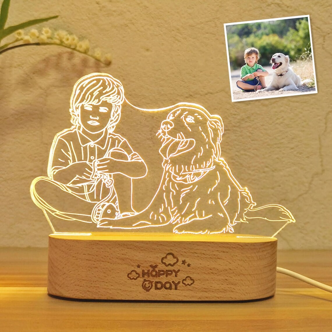 Personalized Photo Lamp With Engraving, Engraved Lamp, Custom Photo ...