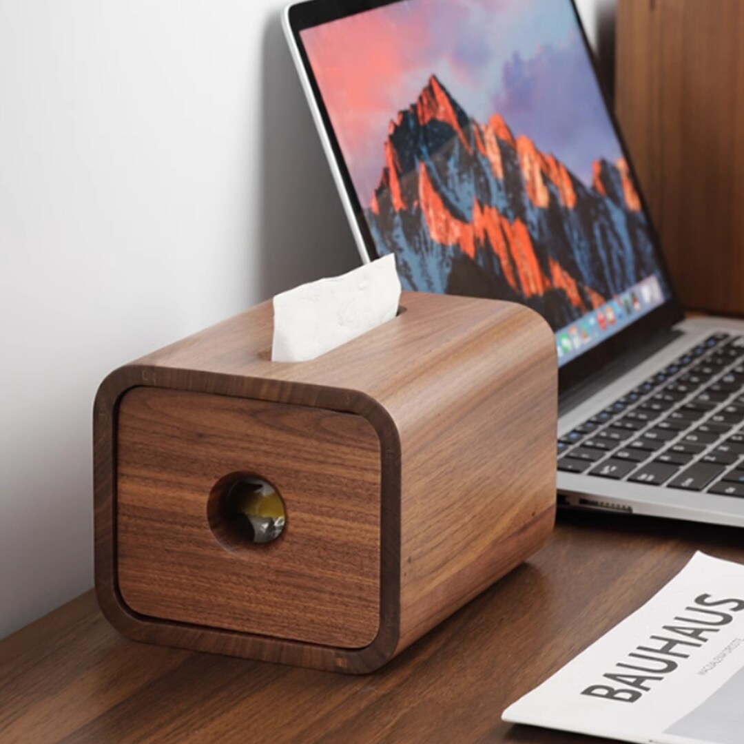 Solid Wood Tissue Box, Black Walnut Living Room Drawing Boxes, Black ...