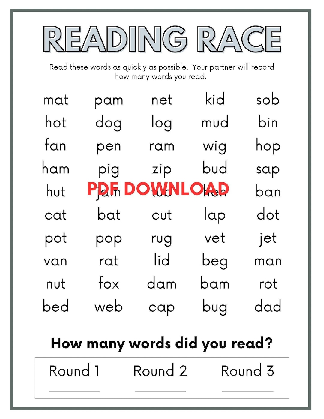 Reading Race Educational Game, Elementary, Teachers, Parents, Reading ...