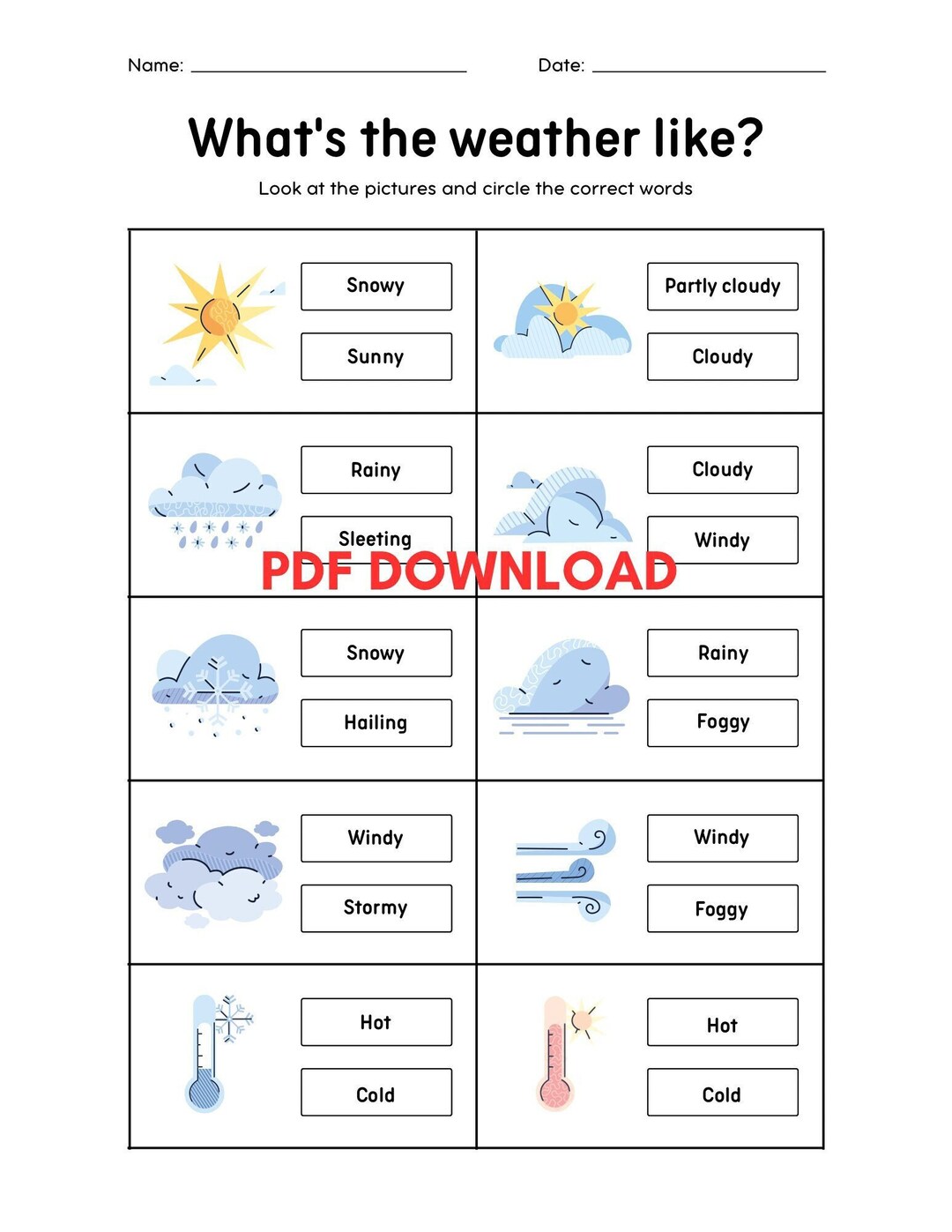 Weather Worksheets, Picture, Word Match, Educational, School ...