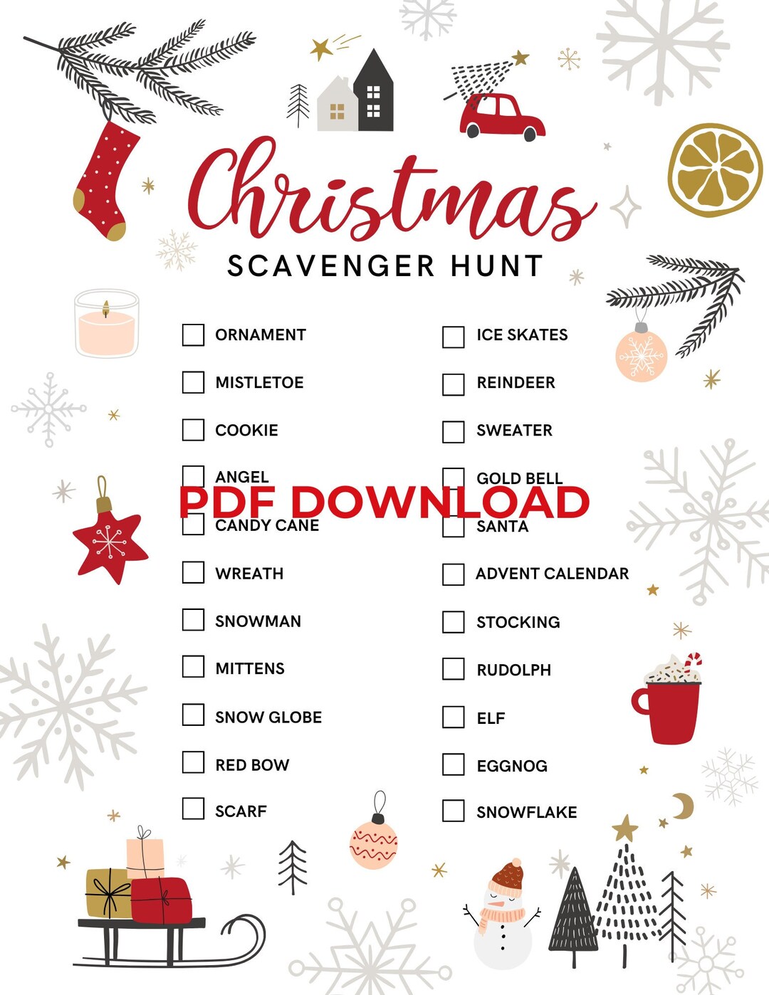 Christmas Scavenger Hunt Family Kids Teachers Holiday Fun - Etsy