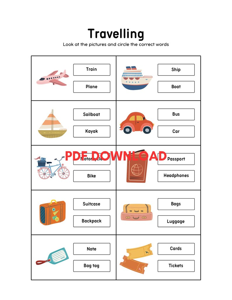 Travel Spelling & Word Match Worksheets, Reading, Learning, Teachers ...