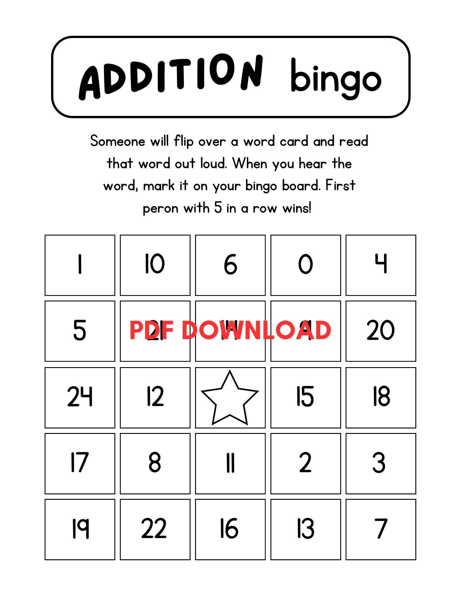 Addition Bingo Game, Elementary, Math, Teachers & Parents, Learning ...