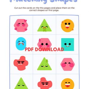Matching Shapes Worksheets, Colors Learning Game, Family, Teachers ...