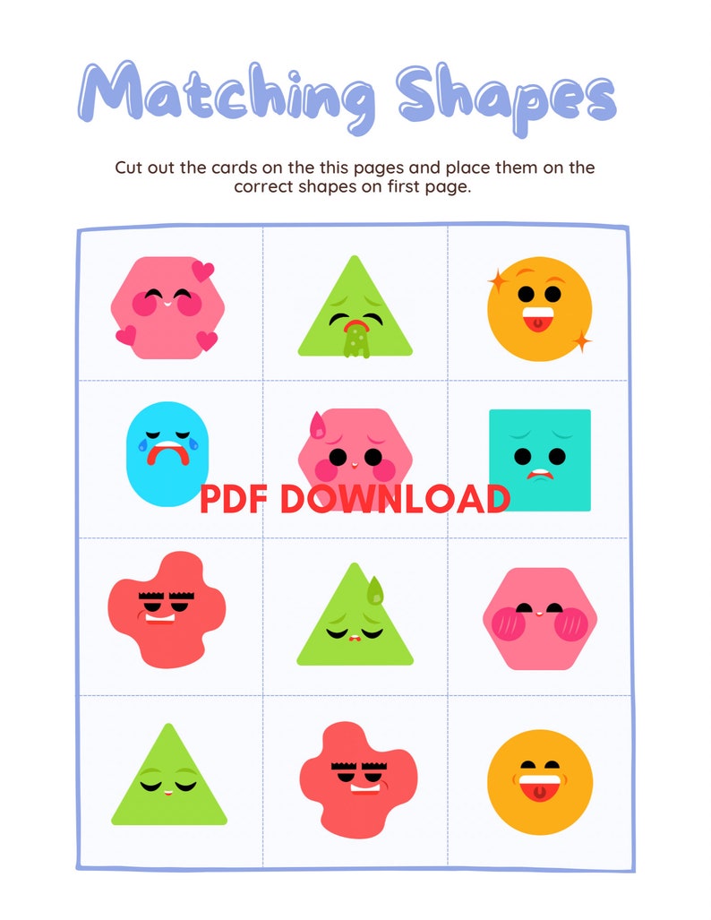 Matching Shapes Worksheets, Colors Learning Game, Family, Teachers ...