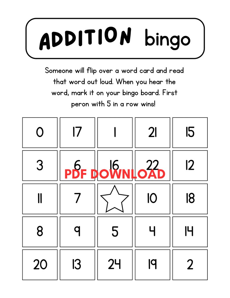 Addition Bingo Game, Elementary, Math, Teachers & Parents, Learning ...