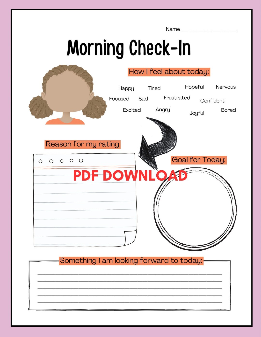 Morning Check in Worksheets, Feelings, Writing, Affirmations, Family ...