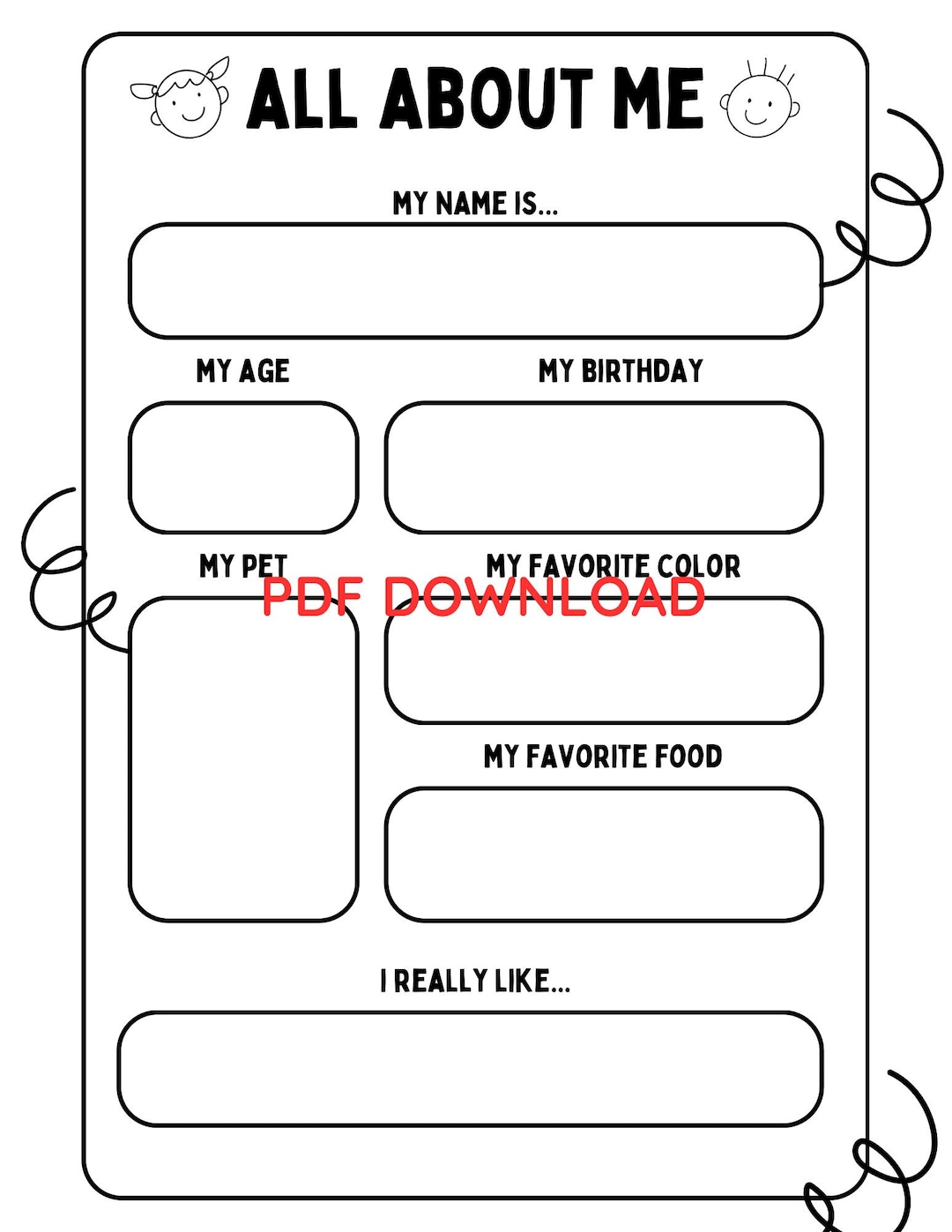 All About Me & Family Worksheets PDF, Teachers, Parents, Educational ...