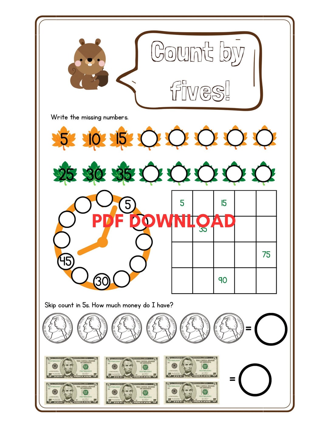 Count by Five Worksheets, Math, Numbers, Tracing, Learning, Teachers ...