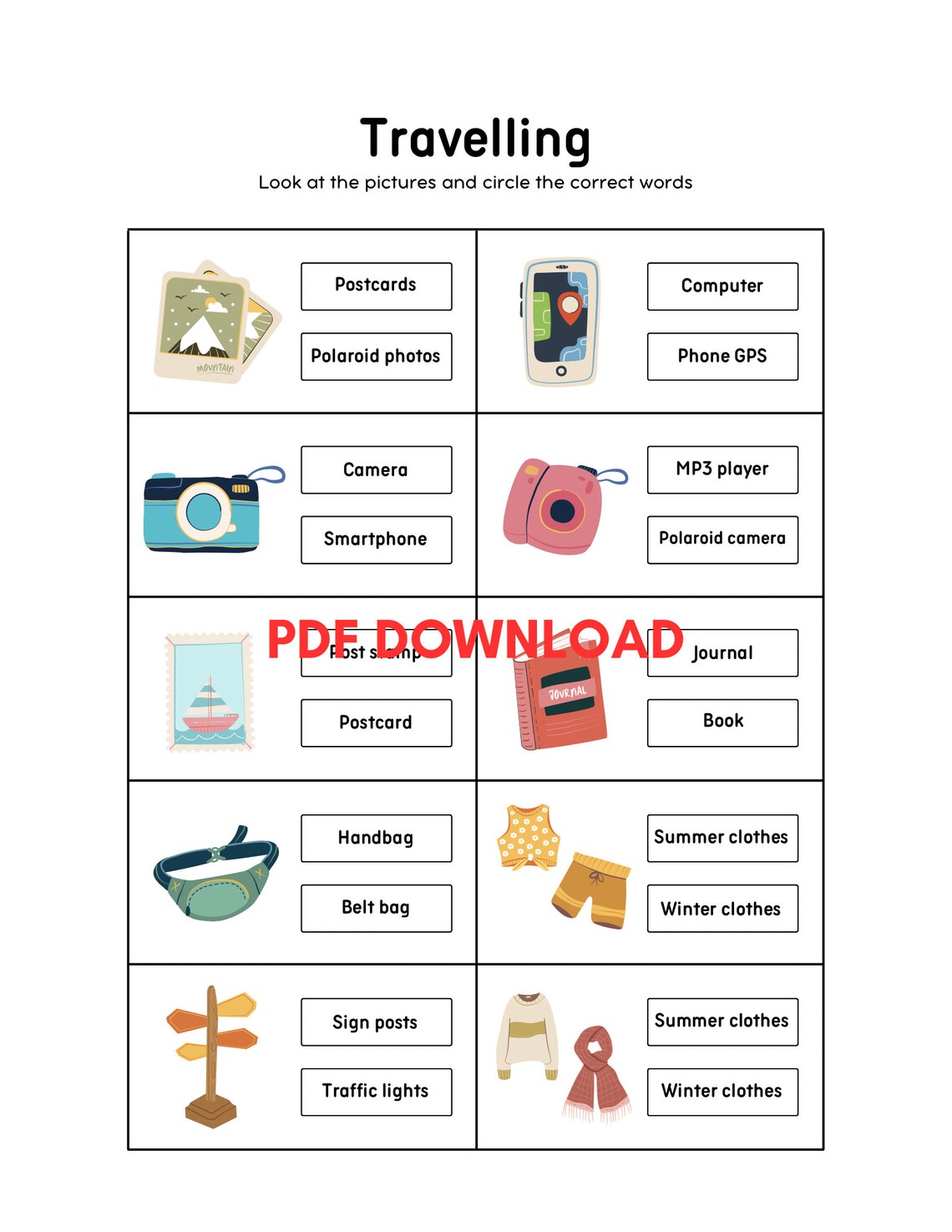 Travel Spelling & Word Match Worksheets, Reading, Learning, Teachers ...