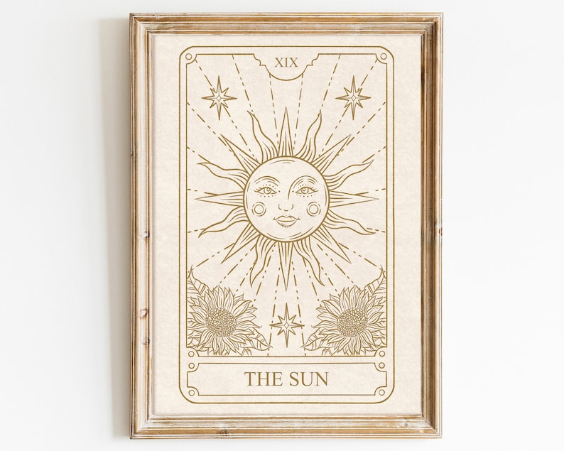 The Sun Tarot Card Print, the Sun Printable Poster, Boho Wall Art ...