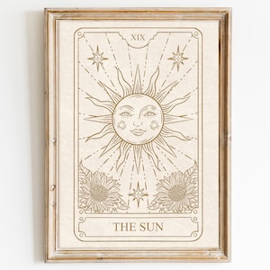 Set of 3 the Sun the Moon the Star Tarot Card Printable Poster, Boho ...
