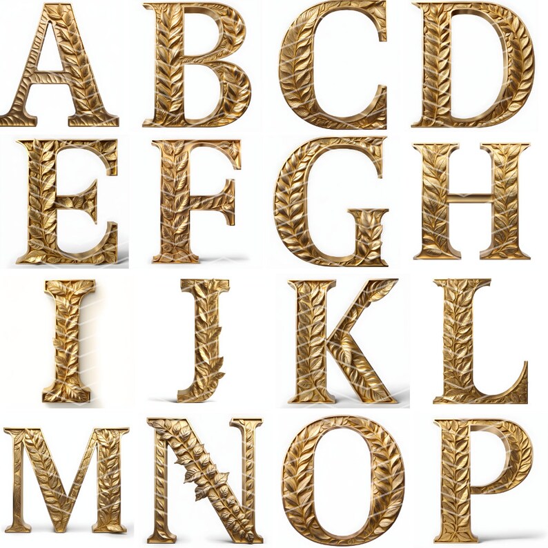 Gold Alphabet Clipart Letter PNG Monogram Letter Gold Leaf Design Bling ...