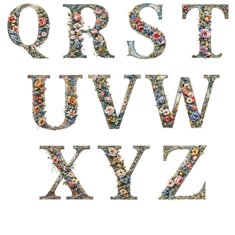 Floral Alphabet PNG Floral Alphabet Clipart Flower Wedding Monogram ...