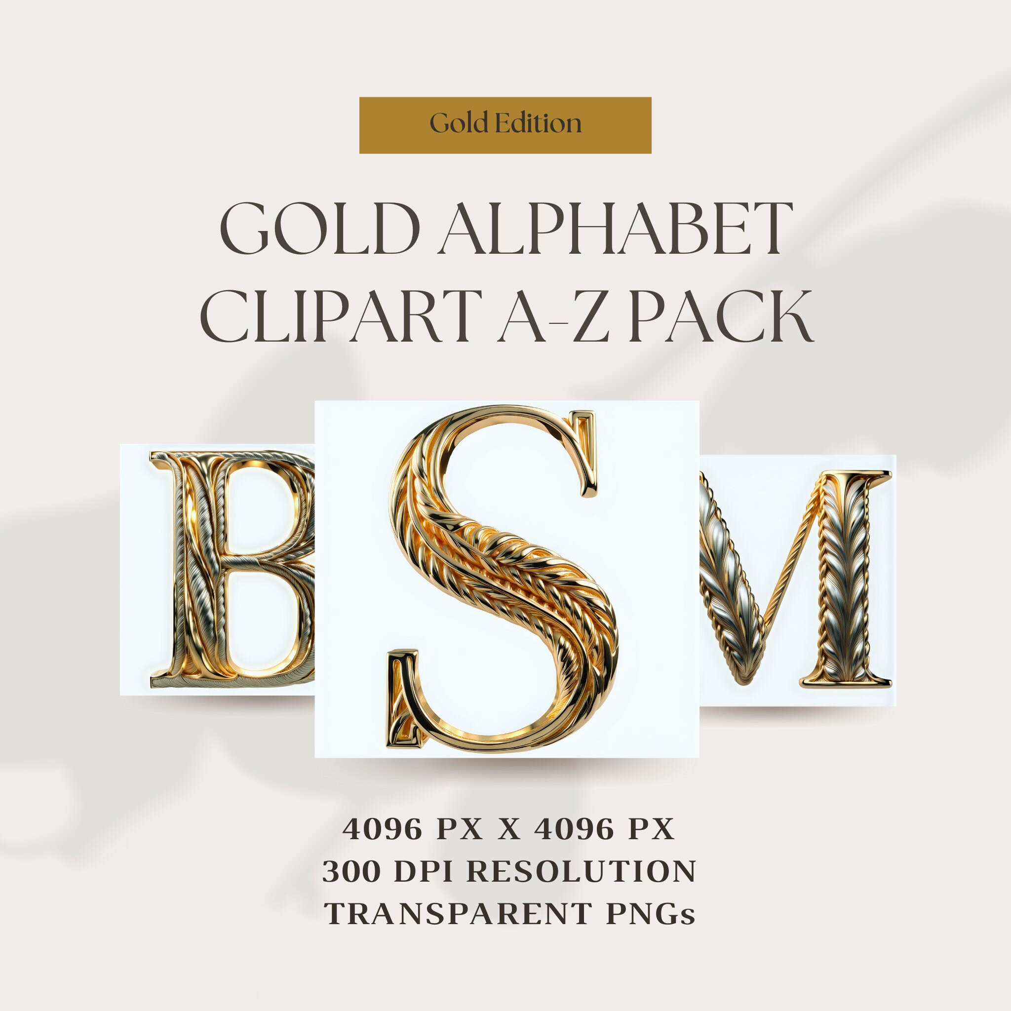 Gold Alphabet Clipart Letter PNG Monogram Letter Gold Jewelry-inspired ...