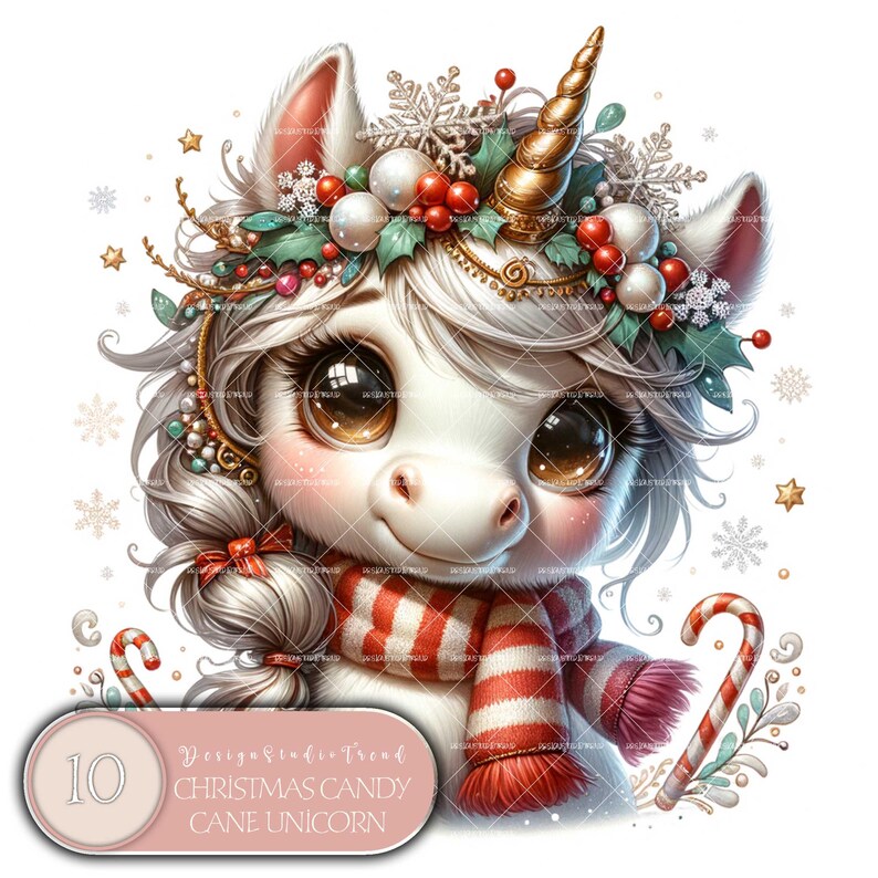 Charming Unicorn Clipart Set for Christmas Crafts 10 Pastel Baby ...