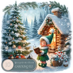 Christmas Elf Caroling Digital Prints - Winter Fantasy Elf Art ...